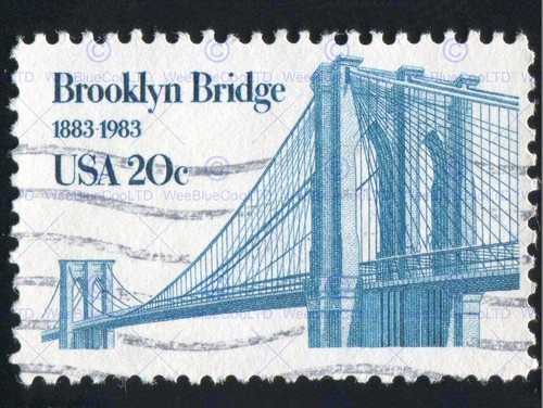 BROOKLYN BRIDGE VINTAGE POSTAGE STAMP USA BROOKLYN BRIDGE ART PRINT ...