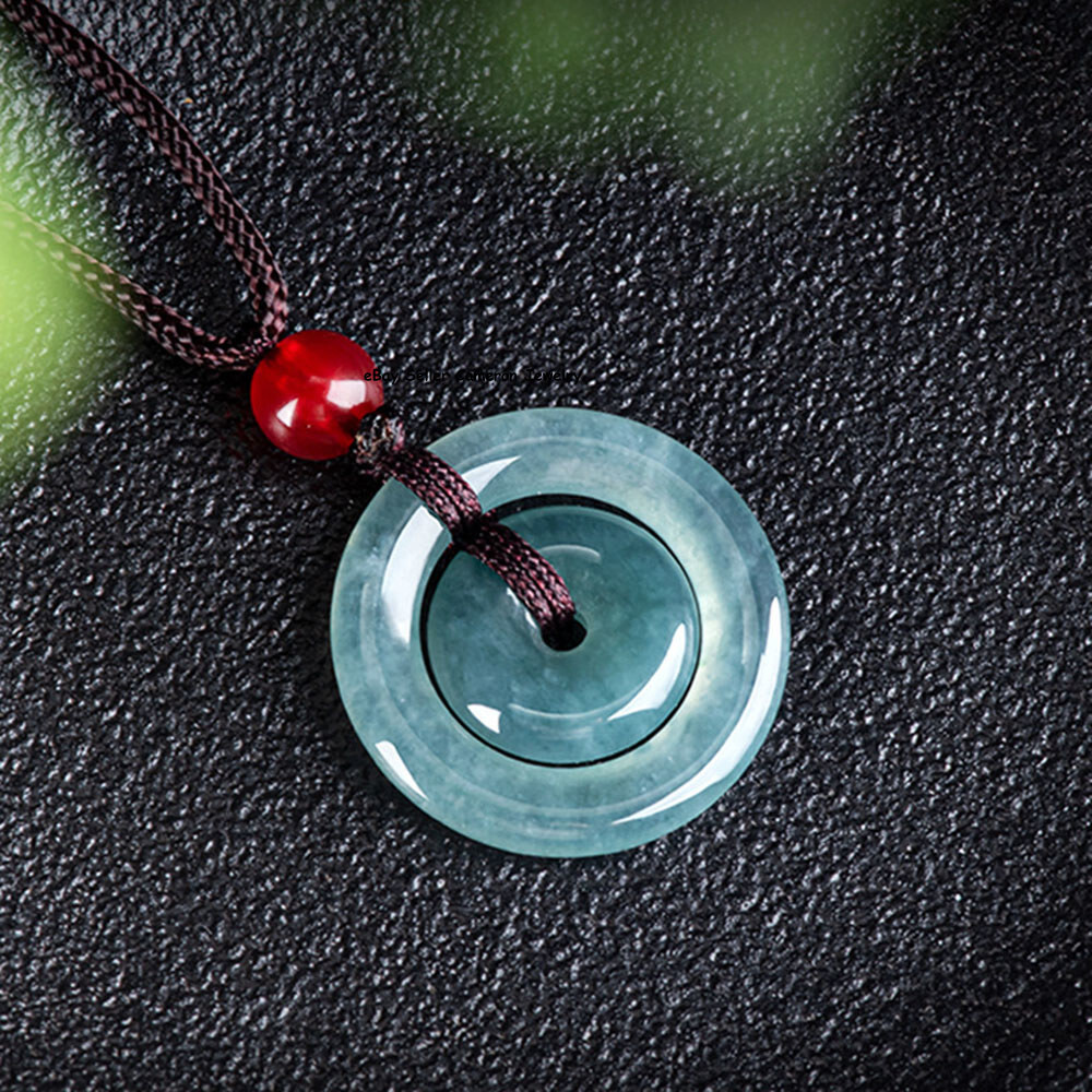 Real Grade A Natural Blue Jade Jadeite Men Women Lucky Circle Peace ...