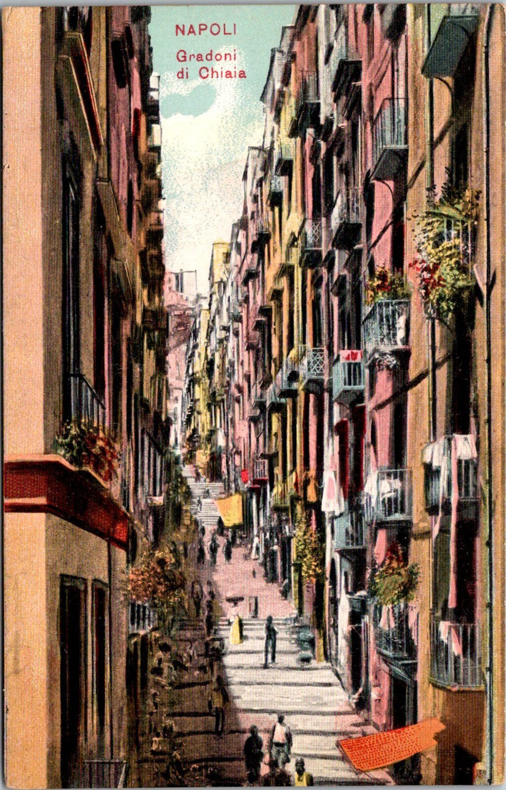 Antique Gradoni di Chiaia Steps of Chiaia Naples Italy color postcard ...
