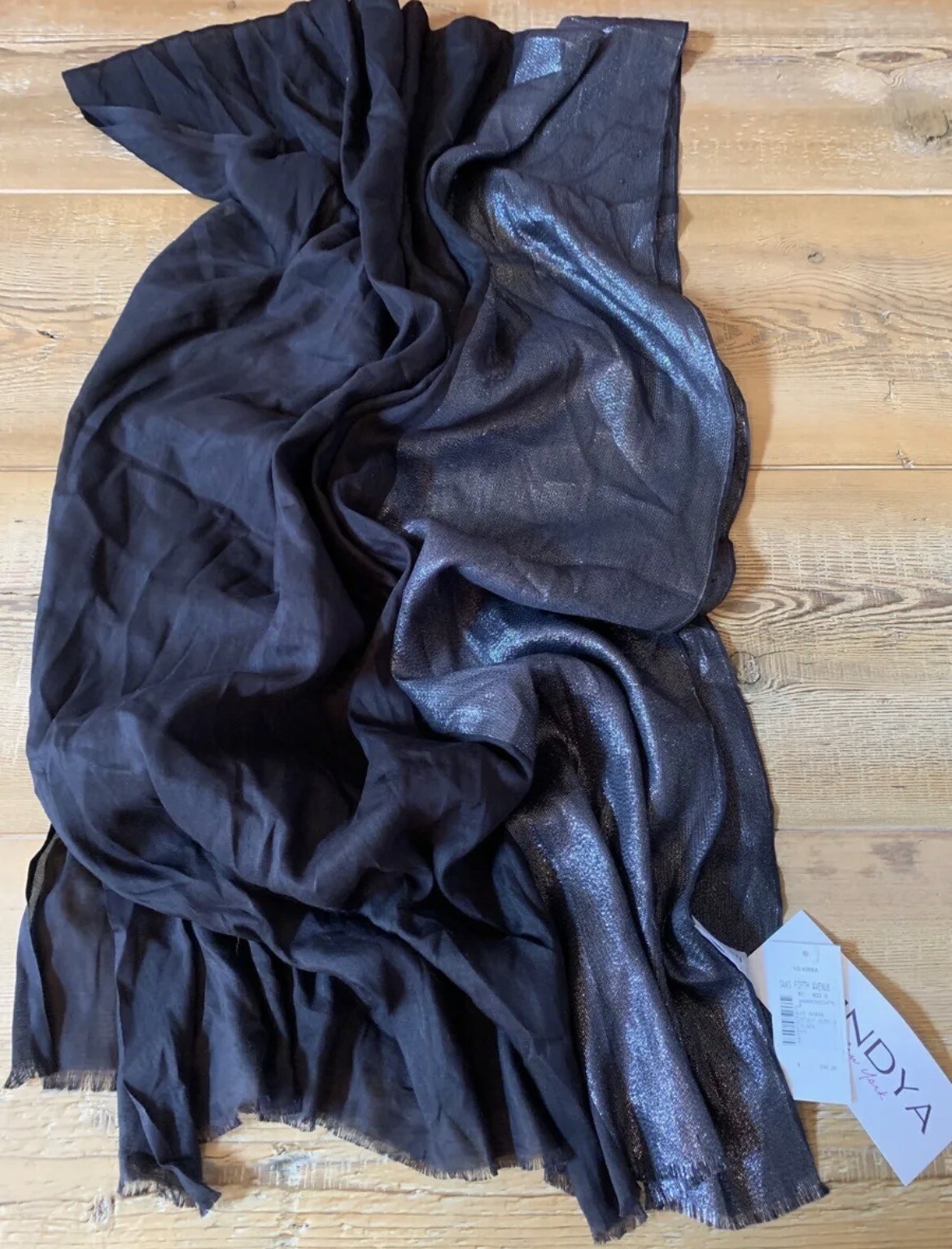 Bindya NY Cotton/Silk Scarf, Black Metallic, Brand New | eBay