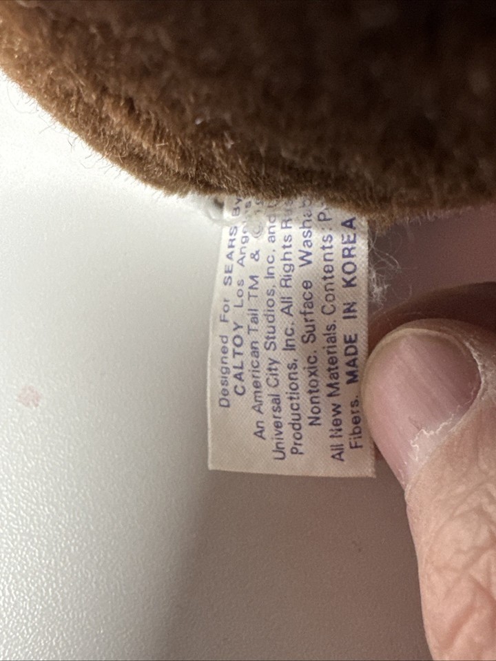 Vintage SEARS 24” 1986 Fievel Mousekewitz An American Tail Mouse Plush ...