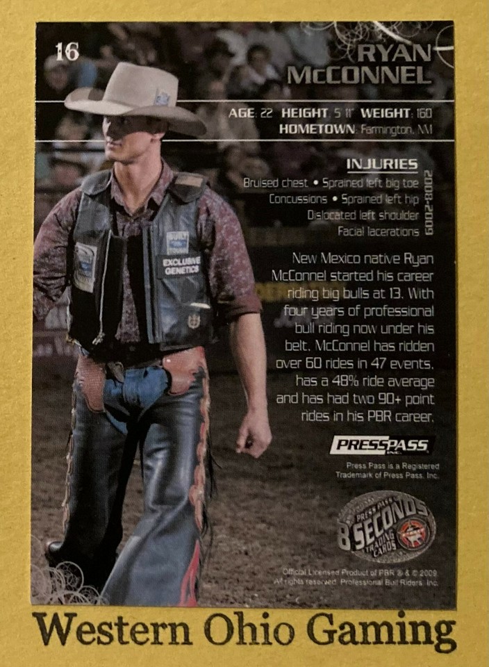2009 Press Pass 8 Seconds Ryan McConnel #16 Riders Card | eBay