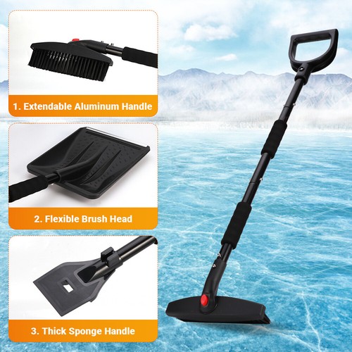 Extendable Handle Snow Shovel 360 Pivoting Car Windshield Cleaning Tool ...