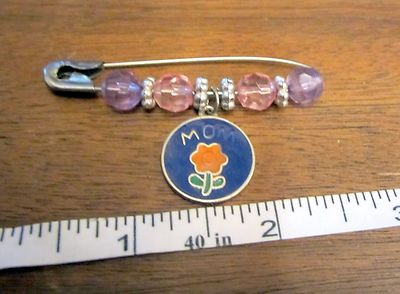 Vintage Dangling Mom Beaded Safety Pin Lapel Pin Blue White Red Pink ...