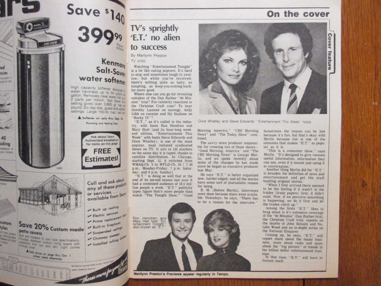 September 11, 1983 Chicago Tribune TV Magaz(MARY HART/RON HENDREN/DIXIE ...