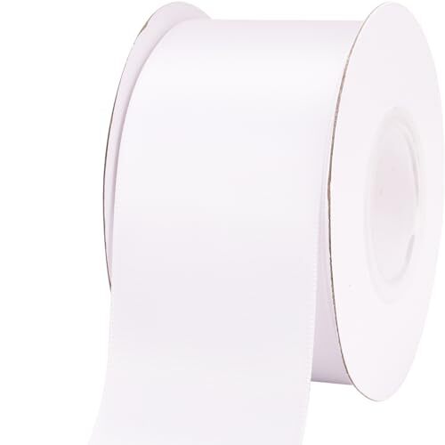 2 inch Wide 25 Yards White Satin RibbonSilk Ribbons Roll Craft Fabric ...