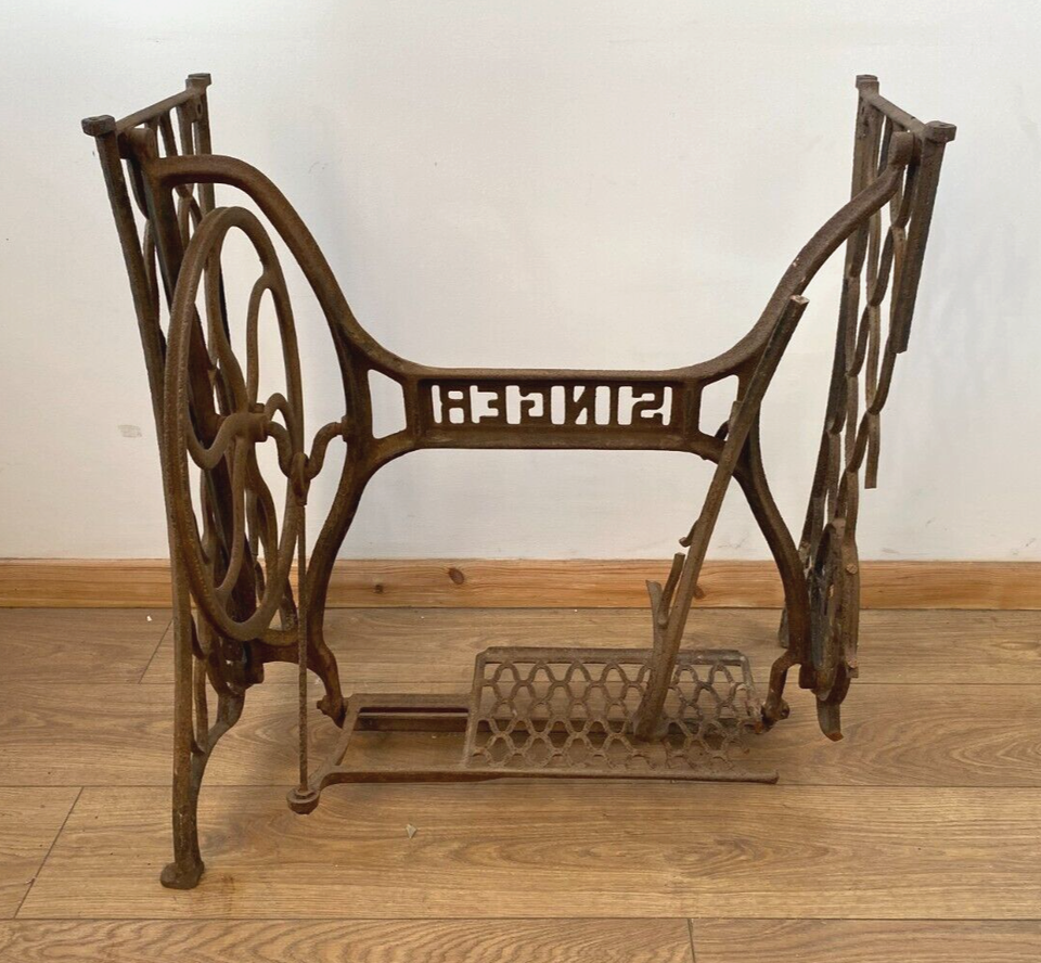 Antique Cast Iron Singer Sewing Machine Treadle Table Base Industrial ...