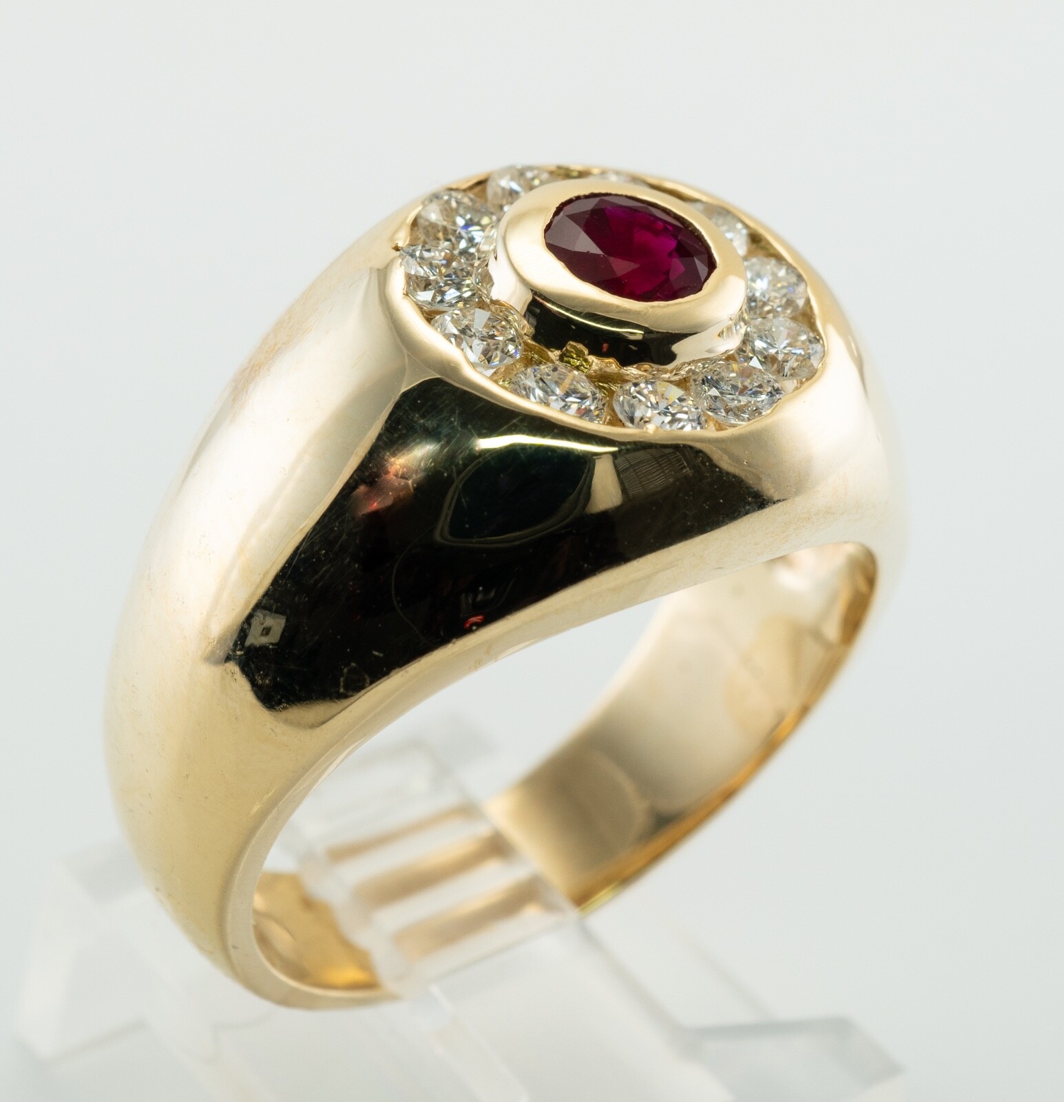 Mens Diamond Ruby Ring 14K Gold Band Estate - Gem