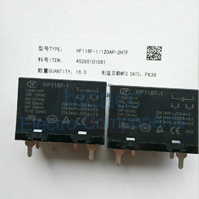 HF116F-1/120AP-2HTF HongFa High Power Relay 25A 240VAC 6 Pins 2pcs for ...