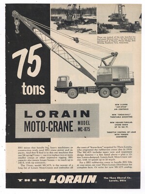 1957 Thew Shovel Co. Ad: Lorain Model MC-875 Moto-Crane - Lorain, OhiO ...