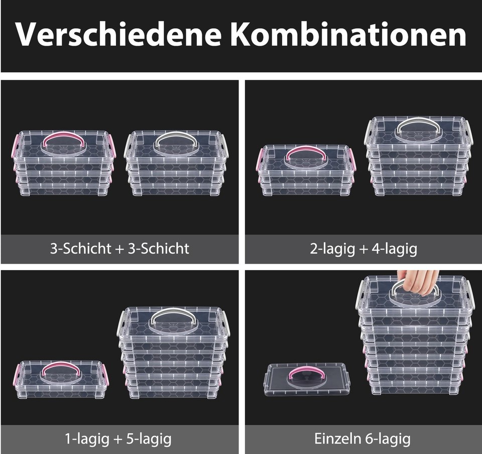 Storage Bins with Lids 2X3 Tier Stackable Clear Plastic Container ...