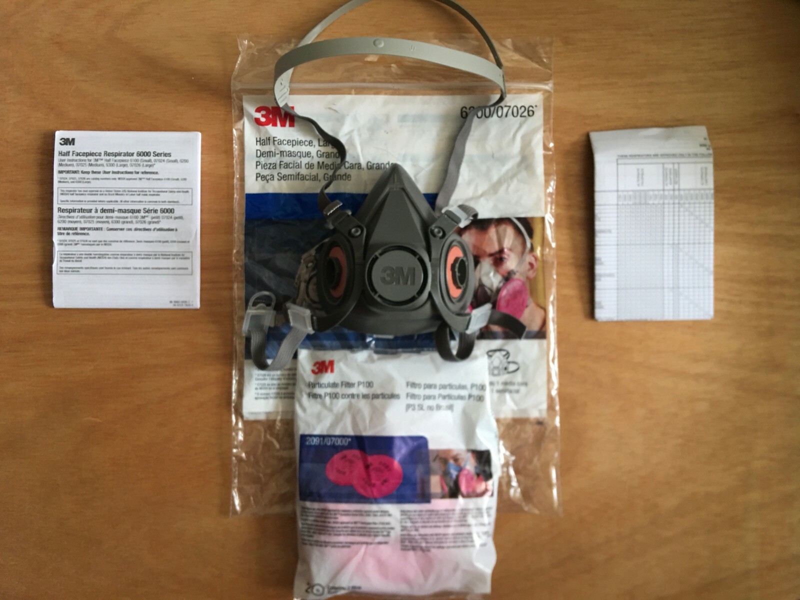 3M 6300/07026 Large Half Face Respirator with 2091 Filters NEW IN BAG ...