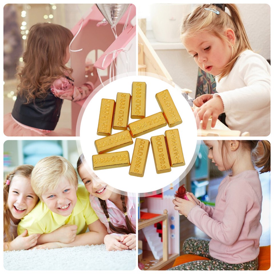 10PCS Mini Brick Bullion Prop Gold Bar Prop Kids Pretend Play Toy ...