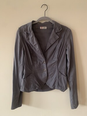 XCVI Wearables Womens Small Gray Button Front Folksy Jacket Ruched ...