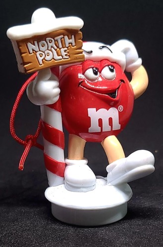 1999 Mars Co. Ornament - Red M&M with North Pole Sign & Santa Hat | eBay