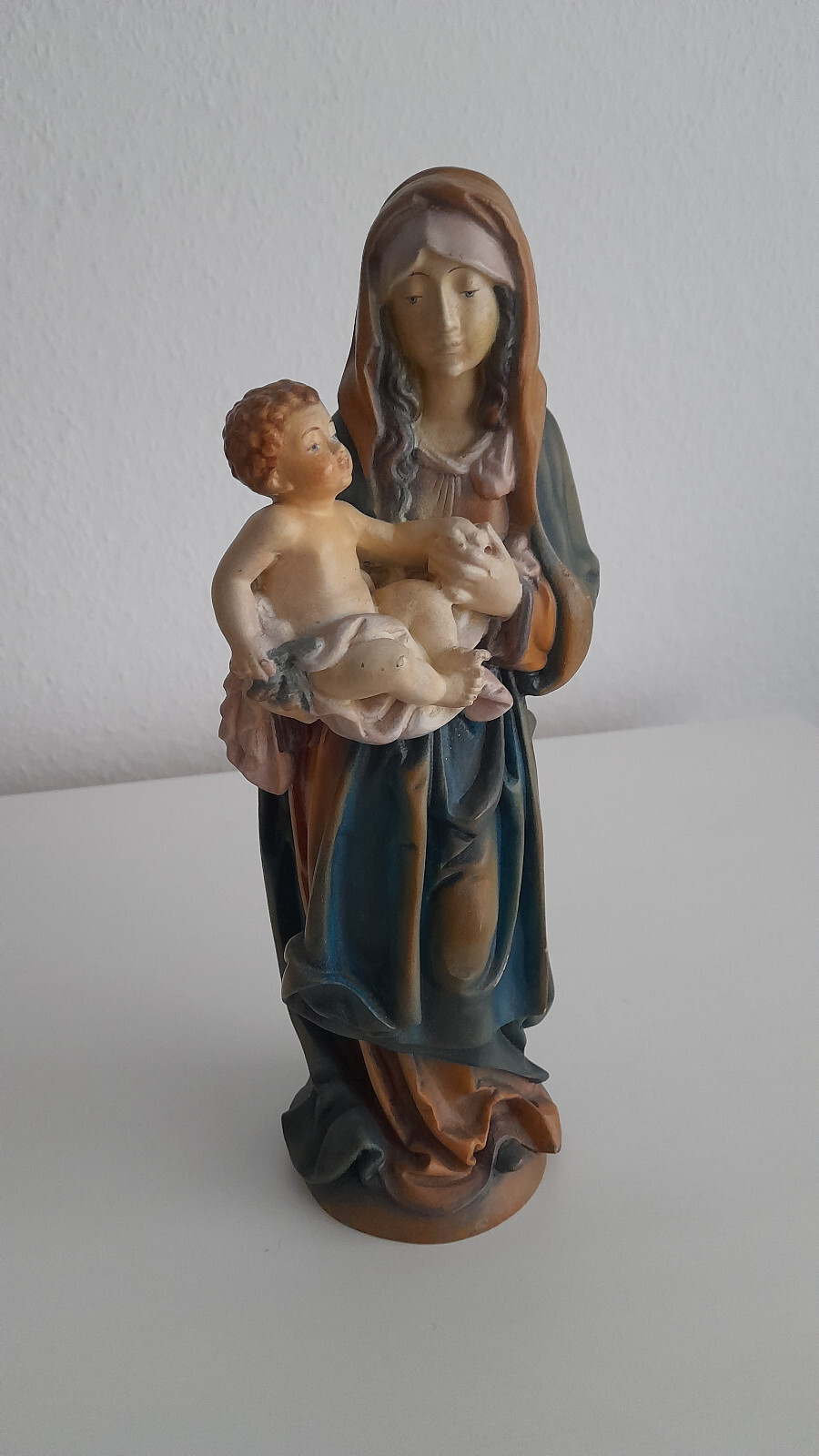 Heiligenfigur Madonna Maria mit Jesus Kind Holz Figur geschnitzt ...