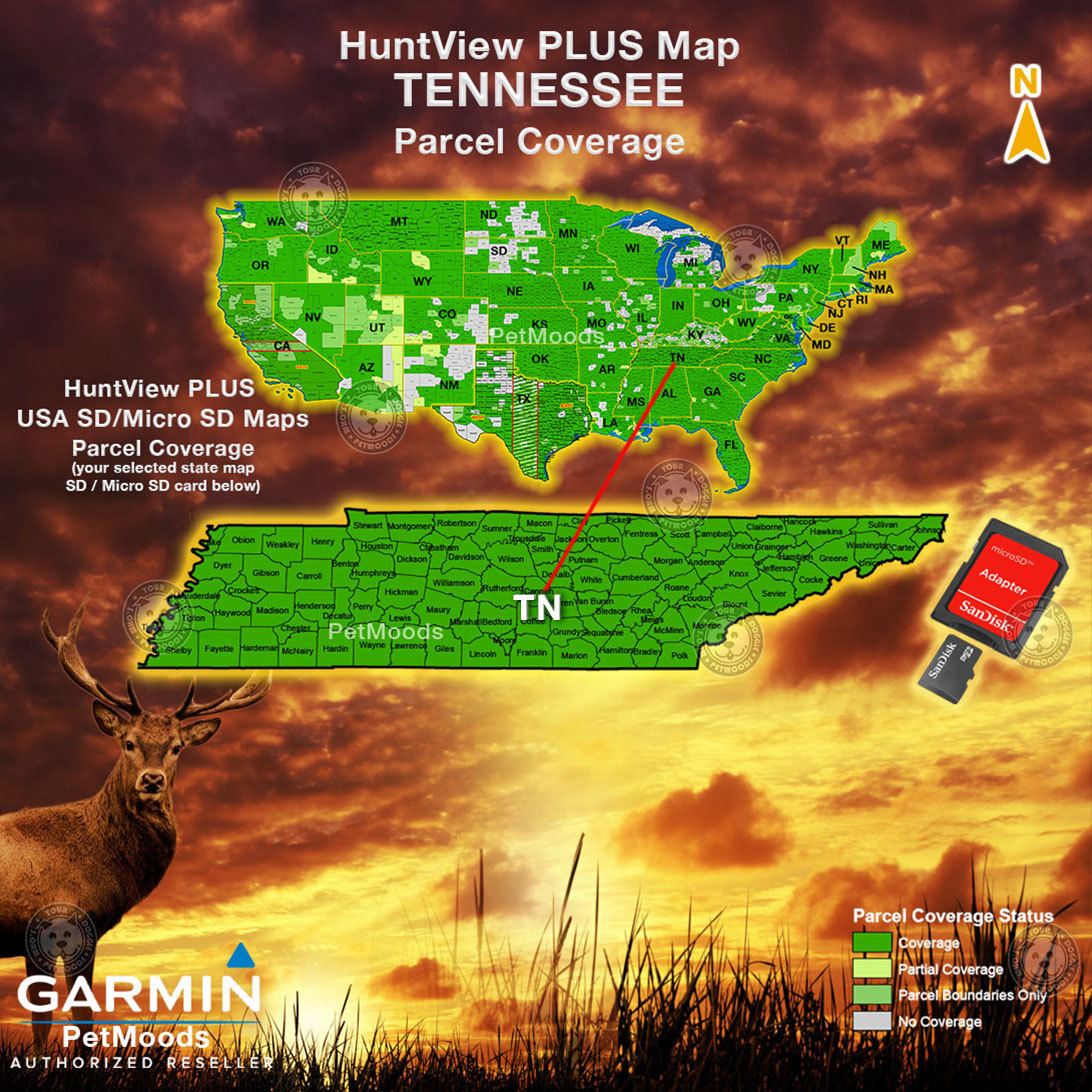 Garmin HuntView PLUS Map TENNESSEE - MicroSD Birdseye Satellite Imagery ...