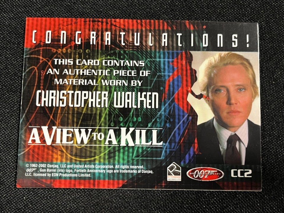 2002 Rittenhouse 007 James Bond Max Zorin Christopher Walken CC2 Patch ...