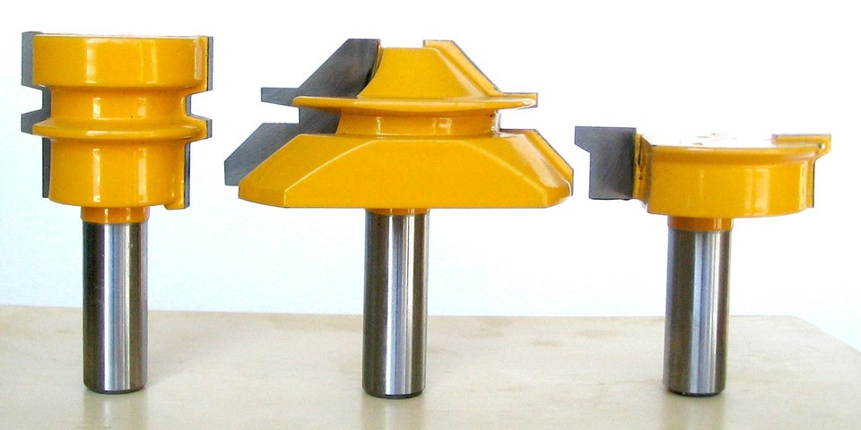 3pc 45° Miter, Glue & Drawer Lock Joint Router Bit Set S | eBay