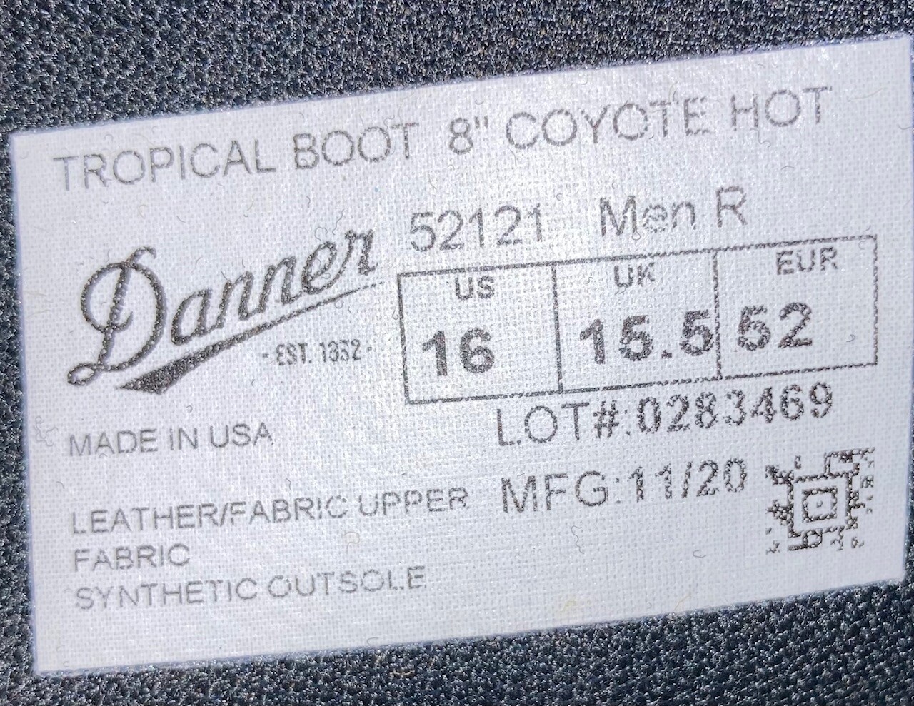 DANNER USMC TROPICAL 8" BOOT Men's size 16 R COYOTE HOT 52121 USA | eBay