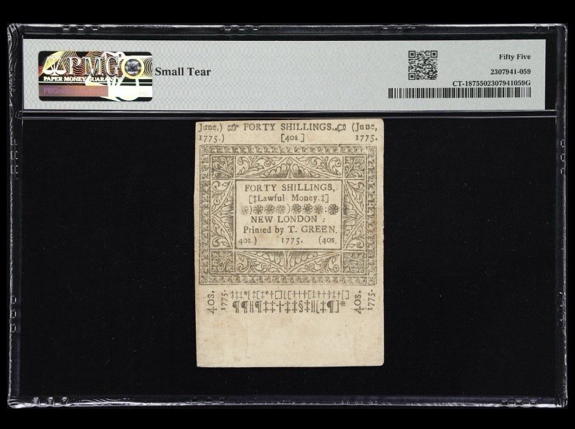 1775 Connecticut American Revolution Colonial Continental Note Currency ...