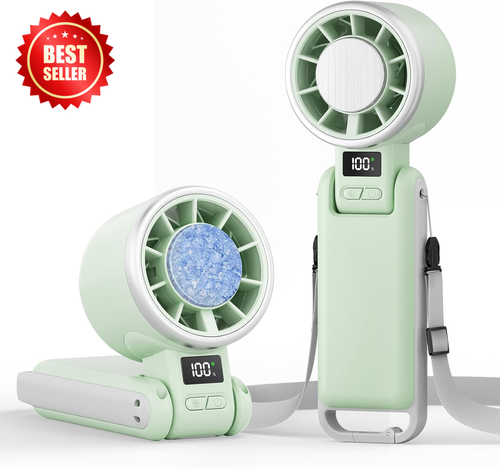 Portable Handheld Turbo Fan with Ice Cooling, 5 Speed Battery ...