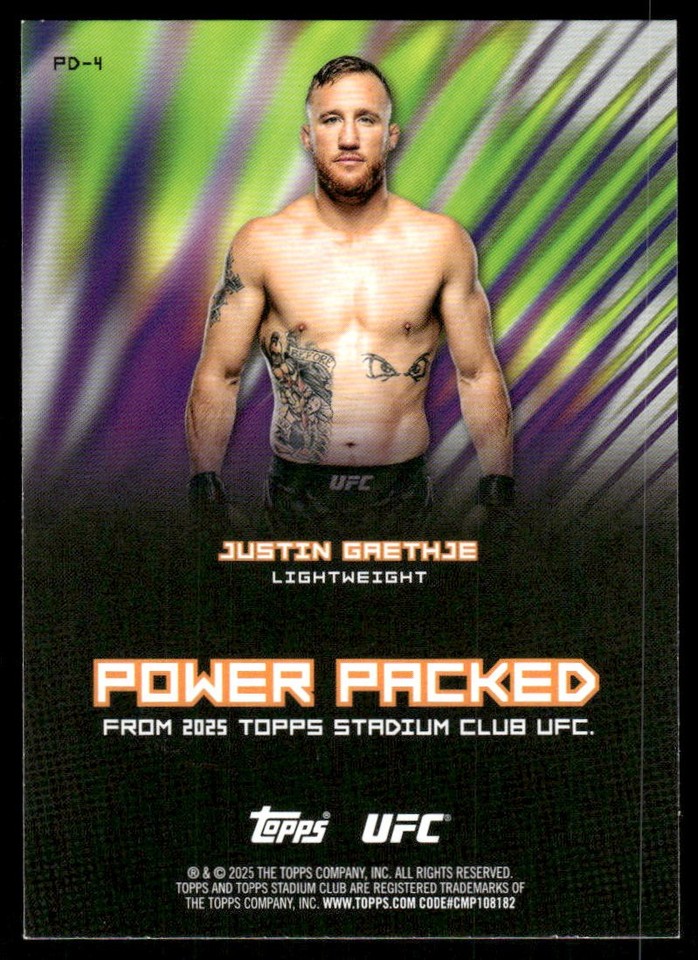 2025 Stadium Club UFC Power Packed #PD4 Justin Gaethje - UFC | eBay