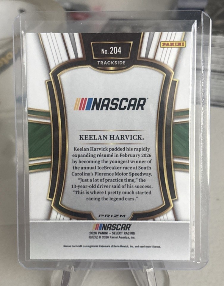 2026 Panini Select Keelan Harvick (RC) Trackside NASCAR Logo Refractor ...