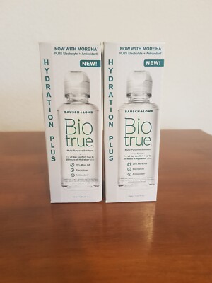 2 packs BioTrue Multi-Purpose Hydration Plus Contact Lens Solution 4oz ...