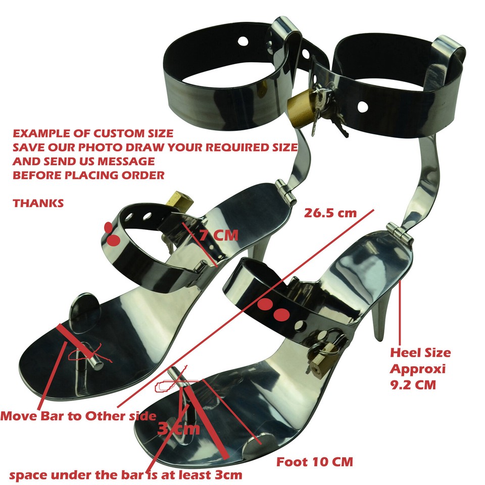 High Heel Stainless Steel Handmade Fetish High Heel- Locking Shoes with ...
