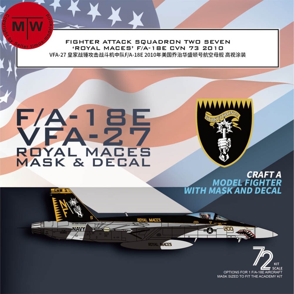 Galaxy 1/72 F/A-18E VFA-27 Royal Maces CVN 73 2010 Mask& Decal for ...