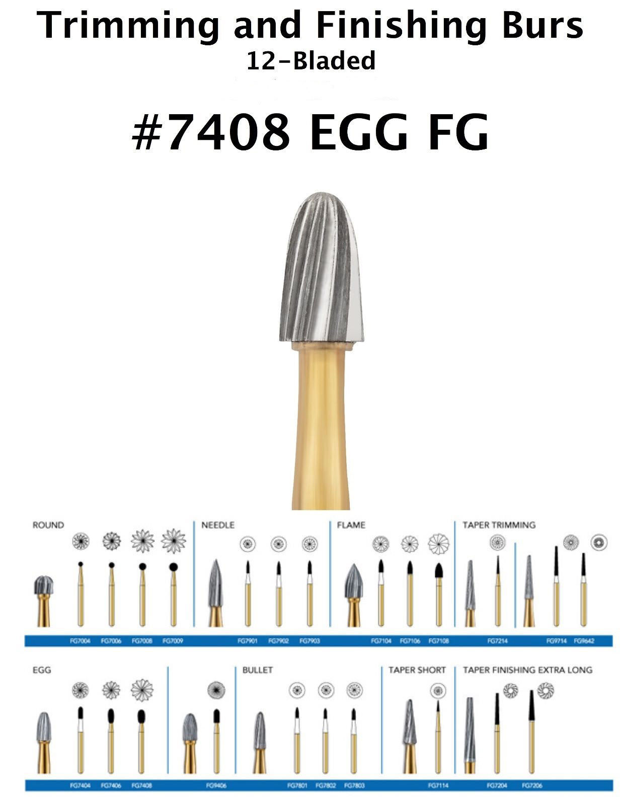 10Pcs Dental Tungsten Carbide Trimming & Finishing Burs Drill #7404 ...