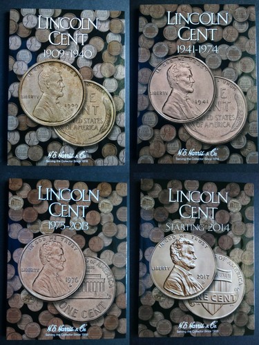 Set of 4 - HE Harris Lincoln Penny Cent Coin Folders Number 1-4 1909 ...