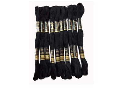 Black threads Hand Cross Stitch Stranded Embroidery Thread Floss Pack ...