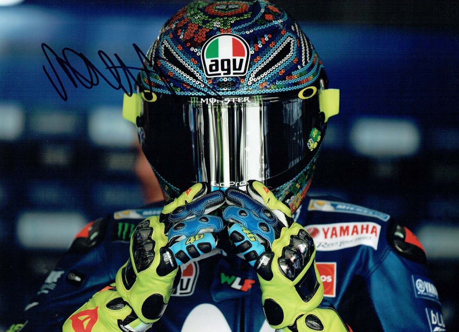 VALENTINO ROSSI Autograph NEW SIGNED 16x12 Yamaha Photo 6 AFTAL COA The ...