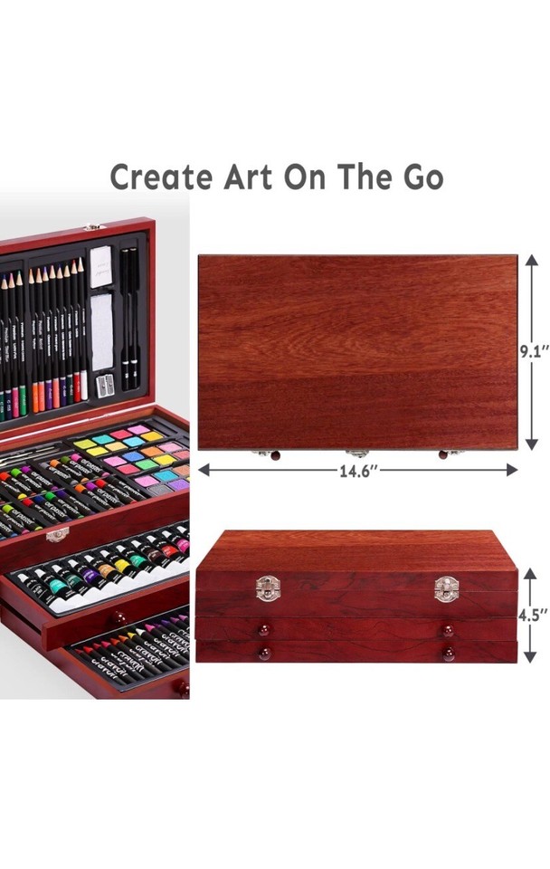 175 Piece Deluxe Art Set with 2 Drawing Pads, Acrylic Paints,Crayons ...