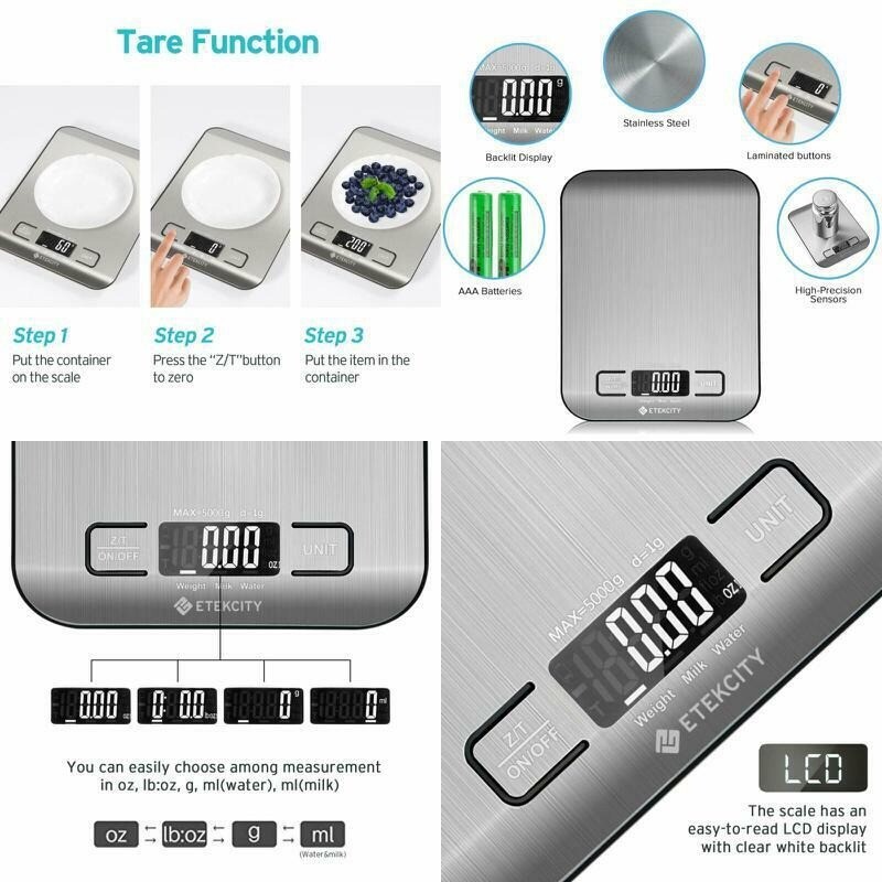 Multiuso Pesa Digital De Peso Pesos Pesas Digitales Bascula Comida Para ...