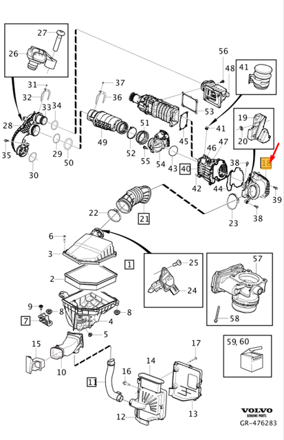 VOLVO XC60 MK2 FRESH AIR DUCT 32222131 GENUINE for sale online | eBay