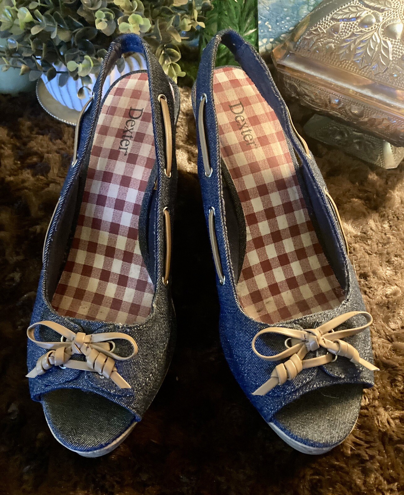 Dexter Women’s Size 7.5 Blue jean wedge Pumps | eBay