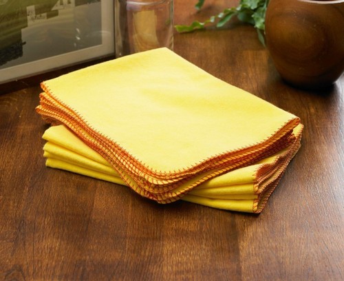 PREMIUM 100% PURE COTTON YELLOW DUSTER CLEANING CLOTHS PACK OF 10 (20CM ...
