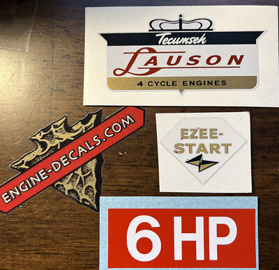 Tecumseh Lauson ezee-start engine Decal 1959 Crown 6 hp 4 Cycle Small ...