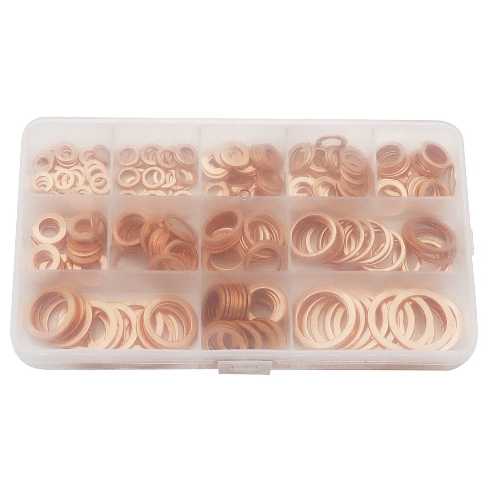 300PCS Car Assorted Solid Copper Engine Washers Crush Seal Flat Ring ...