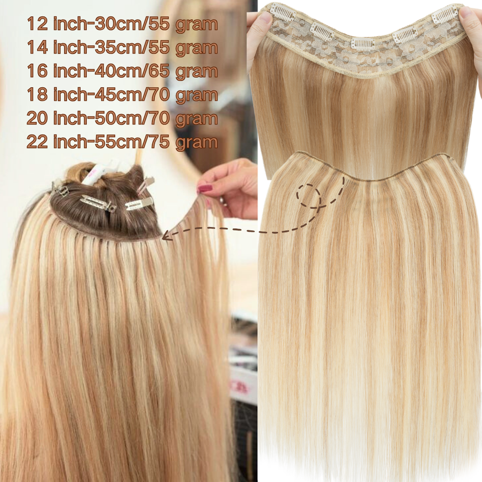 V-Part 22" One Piece U Shape THICK Clip in 100% Real Remy Human Hair ...