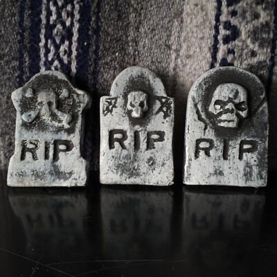 Three Different 3" Spooky RIP Tombstone Halloween Yard Outdoor ...