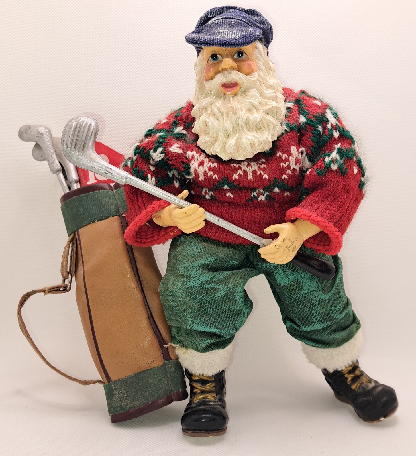 Vintage Golfing Santa Claus Christmas Figure With Sweater Golf Bag 9.5 ...