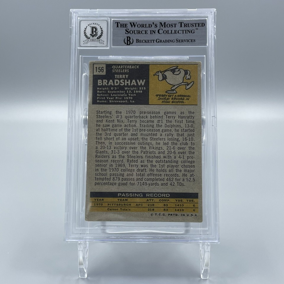 Terry Bradshaw Signed Autographed 1971 Topps #156 Rookie Card RC ...