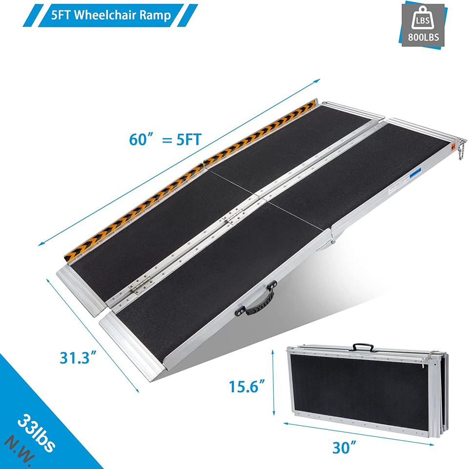 Wheelchair Ramps for Steps, 5FT Portable Aluminum Wheelchair Ramp for ...