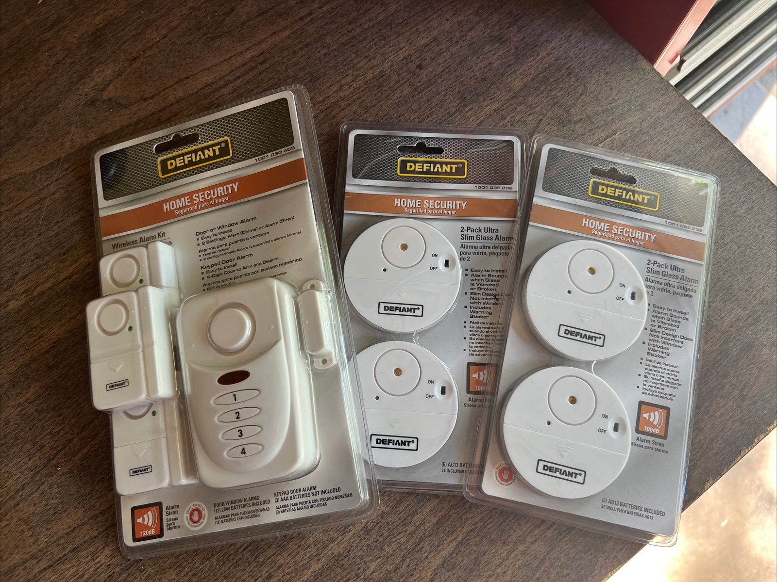 Set of 3 Defiant Home Security Alarm 2 Glass Alarm + 1 Door Alarm | eBay