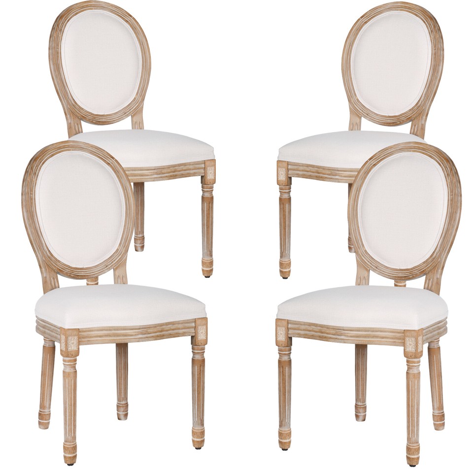 Dining Chairs Set of 2 Fabric Solid Wood Legs&Frame Kitchen Bedroom ...