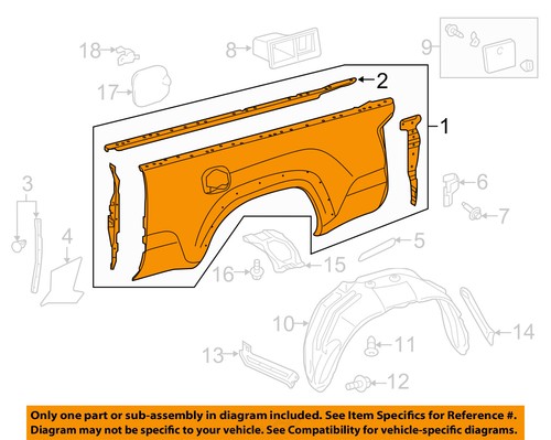 TOYOTA OEM 2016 Tacoma Rear Fender Quarter Panel-Bed Left 6560004390 | eBay
